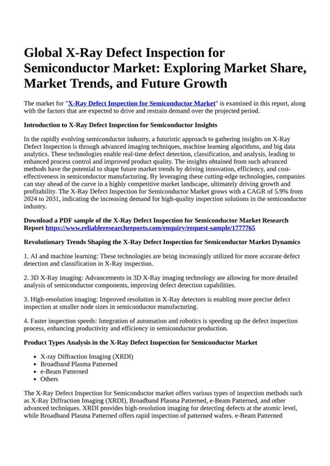 Reportprime Global X Ray Defect Inspection For Semiconductor Market Exploring Market Share