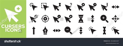 Mouse Cursors Pointers Linear Style Icon Stock Vector Royalty Free