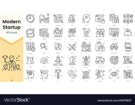 Simple Outline Set Of Modern Startup Icons Thin Vector Image