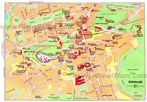 Map Of Edinburgh Attractions Planetware Printable South London