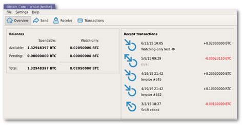 user interface bitcoin core features
