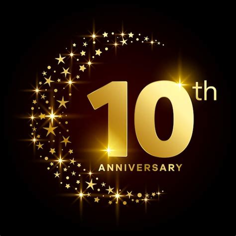 10주년 템플릿 디자인 황금 기념일 로고 벡터 템플릿 일러스트 프리미엄 벡터