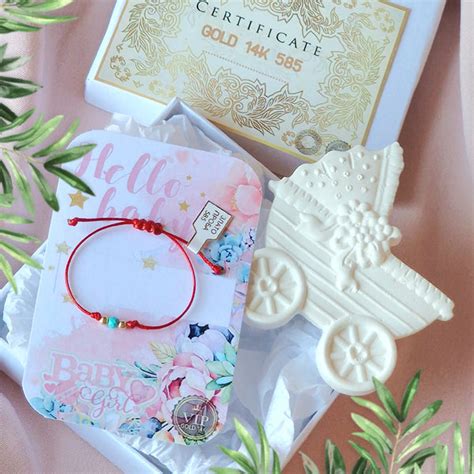 Кутия Подаръци за Бебе Момиче Гривна Червен Конец с Тюркоаз и Злато 14