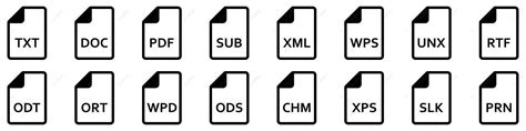 Vector Linear Icons Of Various Text Documents Depicting Text File