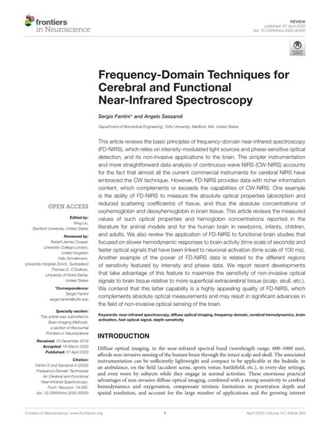 Pdf Frequency Domain Techniques For Cerebral And Functional Near Infrared Spectroscopy