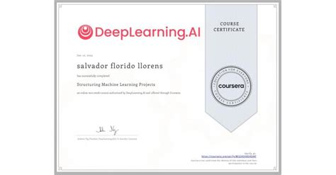 Salvador Florido Llorens On Linkedin Completion Certificate For Structuring Machine Learning