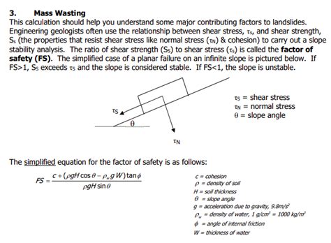 Solved Mass Wasting This Calculation Should Help You Chegg Com