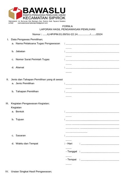 Draft Formulir Model A Lhpp Ptps 5 Pdf