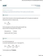 Evaluating An Exponential Function With Base E That Models A Real World Situation Pdf ALEKS