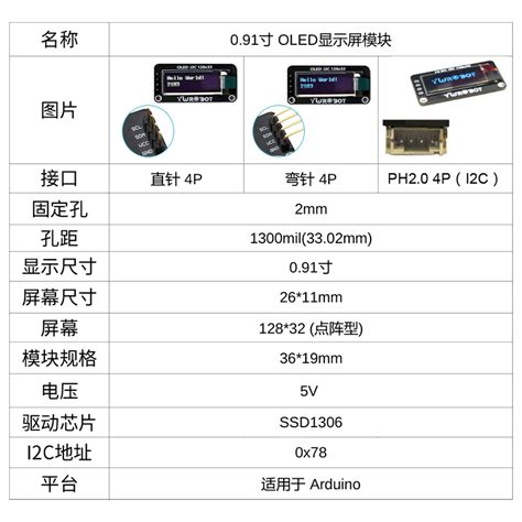 【ywrobot】适用于arduino直针弯针ph2 0 0 91寸oled显示屏模块 虎窝淘