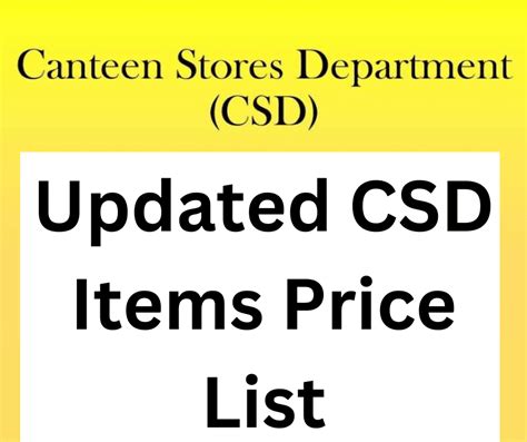 CSD Canteen Price List Loan4fauji Com