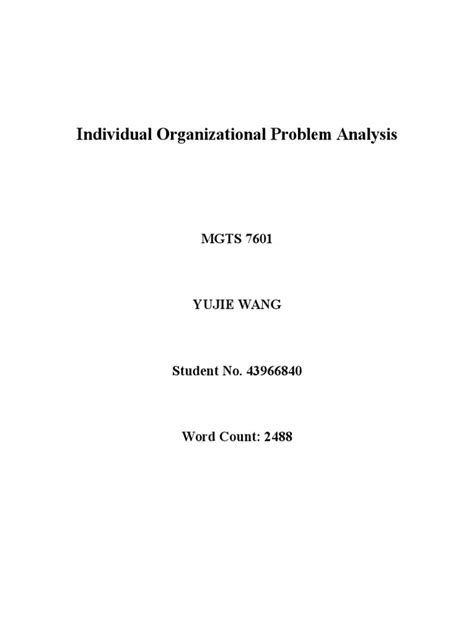 Individual Organizational Problem Analysis Pdf Motivation Motivational
