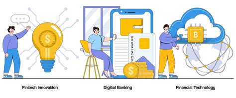 Fintech Innovation Digital Banking Financial Technology Concept With Character Fintech