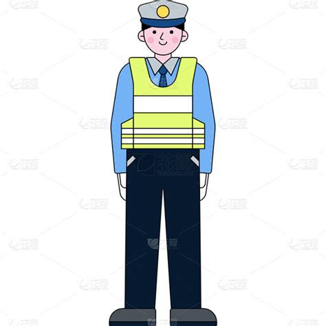 手绘卡通 交警元素贴纸 站立