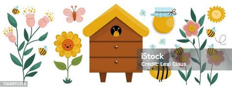 벡터 양봉 아이콘 컬렉션입니다 농장 꿀 만들기 세트 벌집 꽃 해바라기 꽃 항아리 나비 태양귀여운 양봉 개념 그림 꿀벌 집 요소 벌집에 대한 스톡 벡터 아트 및 기타 이미지