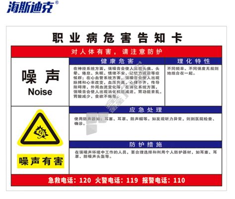 海斯迪克 职业病危害告知卡牌pvc塑料板 Hk 616 噪声 40 50cm 单位 张 融创集采商城