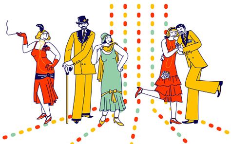 나이트 클럽에서 복고풍 댄스와 커플 여가 시간 우아한 캐릭터 활성 라이프 스타일 남성 여성은 함께 시간을 보내고 춤에 대한 스톡 벡터 아트 및 기타 이미지 Istock