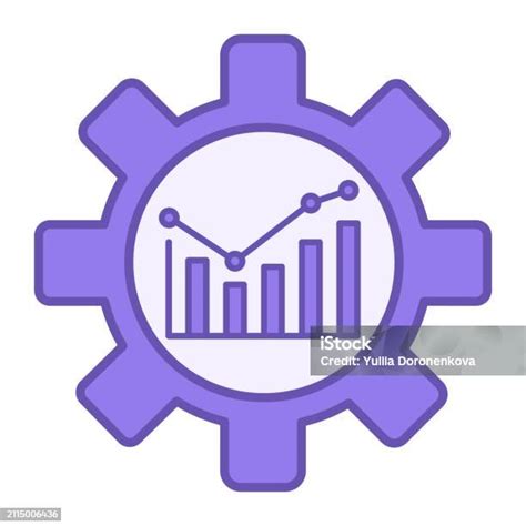 생산성 색상 아이콘입니다 기어 및 성장 차트의 벡터 아이콘입니다 프로젝트 관리 생산성 향상 워크샵 컨셉 자동화에 대한 스톡 벡터