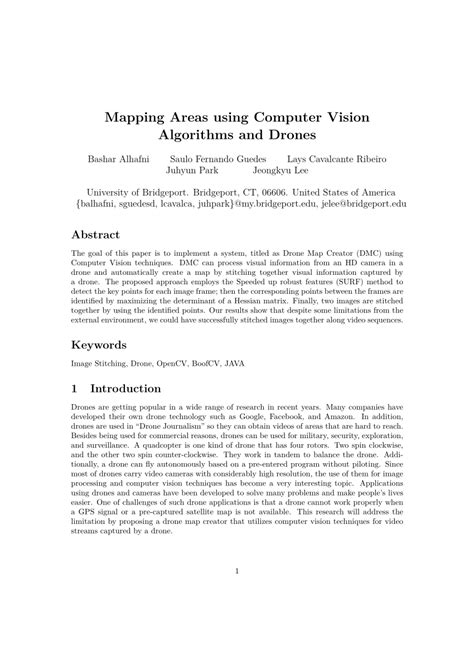 Pdf Mapping Areas Using Computer Vision Algorithms And Drones