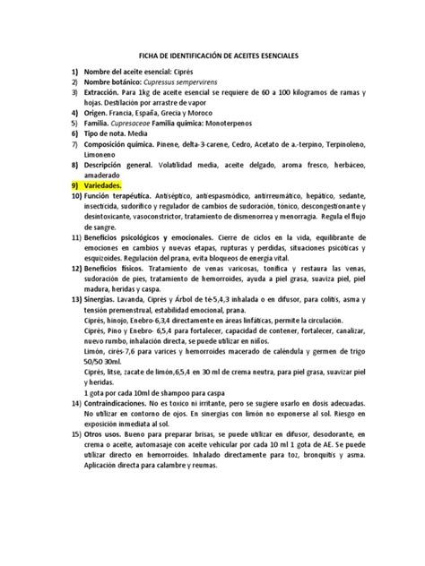 Ficha De Identificación De Ae Ciprés Pdf