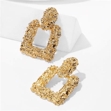 Jewelry Statement Gold Textured Earring Poshmark