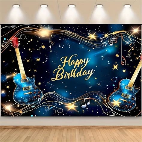 Music Note Birthday Backdrop Musical Note Guitar Happy Birthday