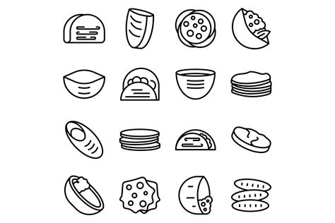 Pita Bread Icons Set Outline Style Graphic By Ylivdesign · Creative Fabrica