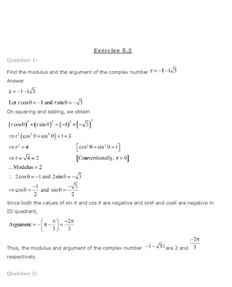 Complex Numbers And Quadratic Equations Class 11 Mathematics Ncert Solutions