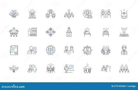 Organizational Strategy Line Icons Collection Alignment Agility Adaptability Alignment
