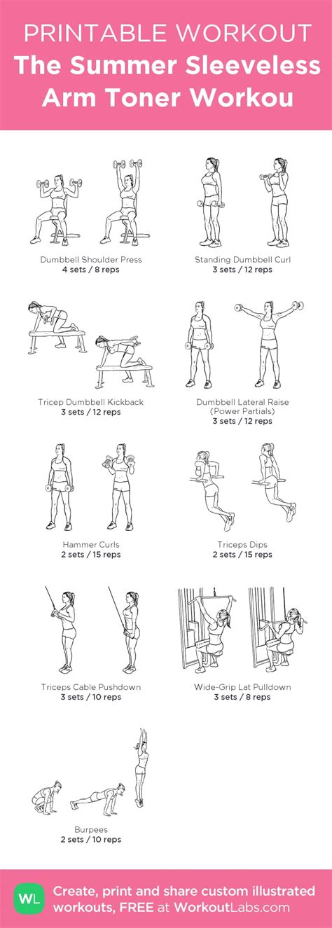 The Summer Sleeveless Arm Toner Workou Printable Workouts Reps And