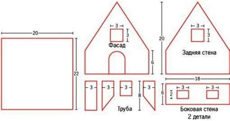 Трафарет пряничного домика с размерами 50 фото