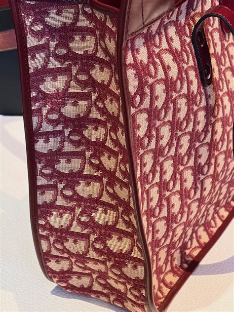 Christian Dior Vintage Cd Monogram Red Double Shoulder Bag C1990s