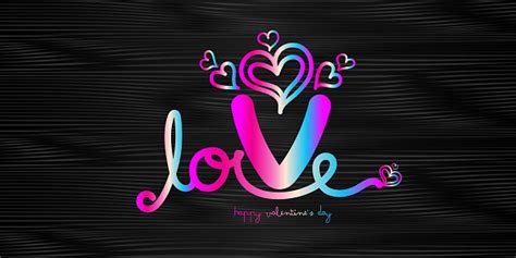 행복한 발렌타인 데이 배너에 그려진 편지 손을 사랑해요 발렌타인 데이 소셜 배너 레터링 카드 포스터 배경 광고 티셔츠 텍스트 사랑 및 심장 벡터용 다채로운 사랑 로고 디자인