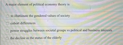 Solved A Major Element Of Political Economy Theory Isto