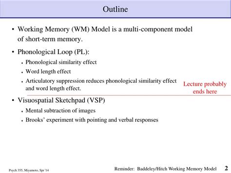 Ppt Phonological Loop Visuospatial Sketchpad And Articulatory Suppression Powerpoint