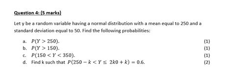 Solved Question 4 5 Marks Let Y Be A Random Variable
