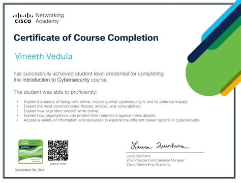 Vineeth Kumar Vedula On Linkedin Cybersecurity It Cisco Learning