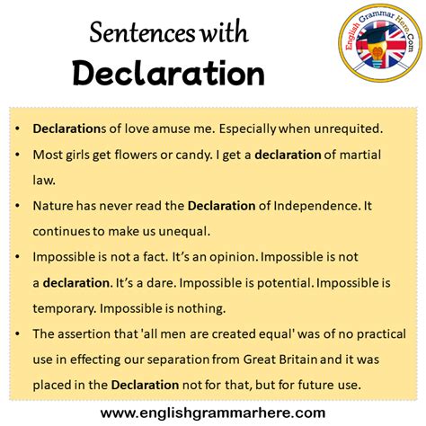 Sentences With Declaration Declaration In A Sentence In English