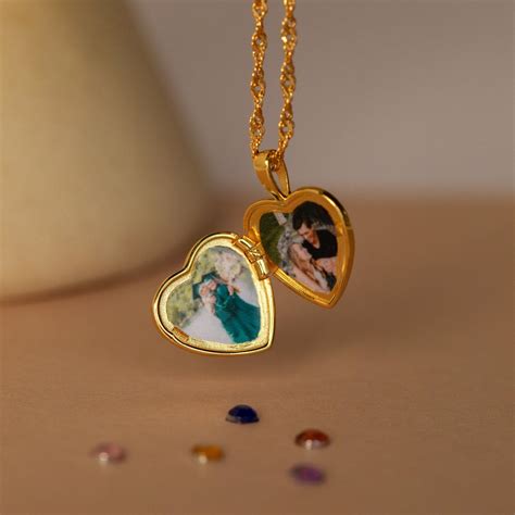 Engraved Initial Heart Photo Locket Necklace Mom Ts Caitlyn