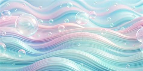 Waves Ruffles And Bubbles Sweet Pastel Colors Horizontal Background Creative Ai Stock Image