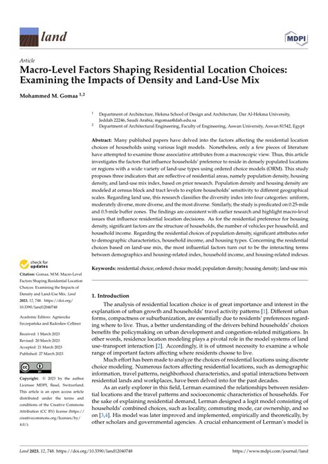 Pdf Macro Level Factors Shaping Residential Location Choices