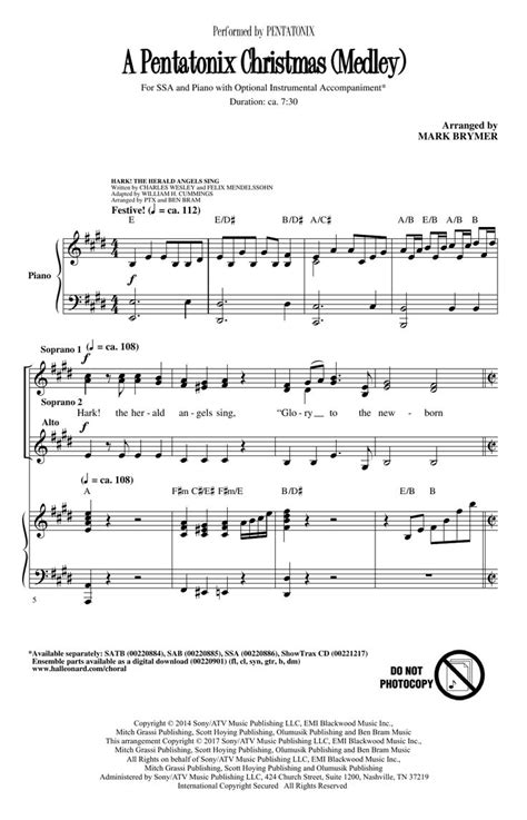 Pentatonix A Pentatonix Christmas Medley Arr Mark Brymer Sheet Music
