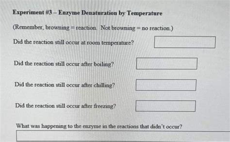 Answered Experiment 3 Enzyme Denaturation By Temperature Remember