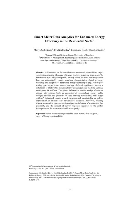 Pdf Smart Meter Data Analytics For Enhanced Energy Efficiency In The