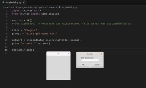 python tkinter mit beispielen programmieren lernen