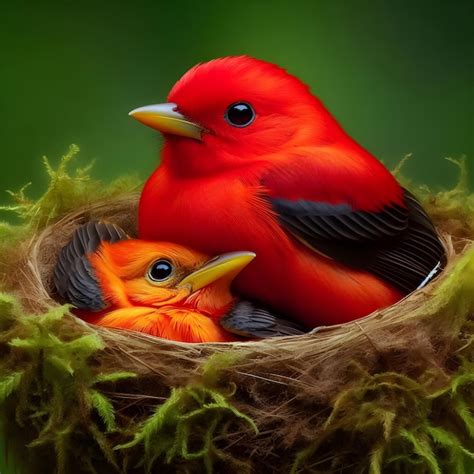 The Courtship And Nesting Behaviors Of The Scarlet Tanager Premium Ai