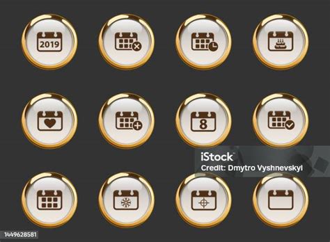 어두운 배경에 달력 금색 테두리 벡터 아이콘입니다 웹 모바일 및 Ui 디자인을 위한 골드 프레임의 일정 아이콘 0명에 대한 스톡 벡터 아트 및 기타 이미지 Istock