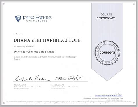 Dhanashri Lole On Linkedin Just Completed The Course Python For Genomic Data Science Offered By