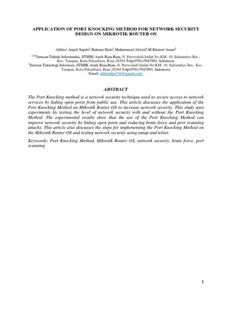 Artikel Ilmiah Penerapan Metode Port Knocking Untuk Perancangan