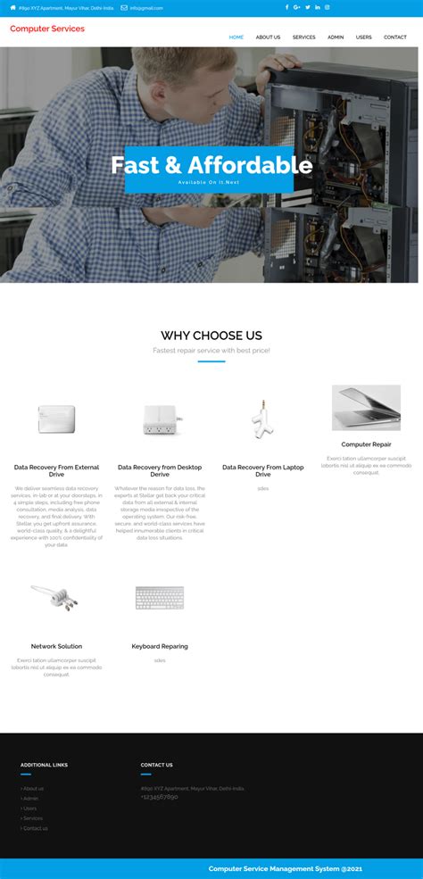 Computer Service Management System Project In Php With Source Code And